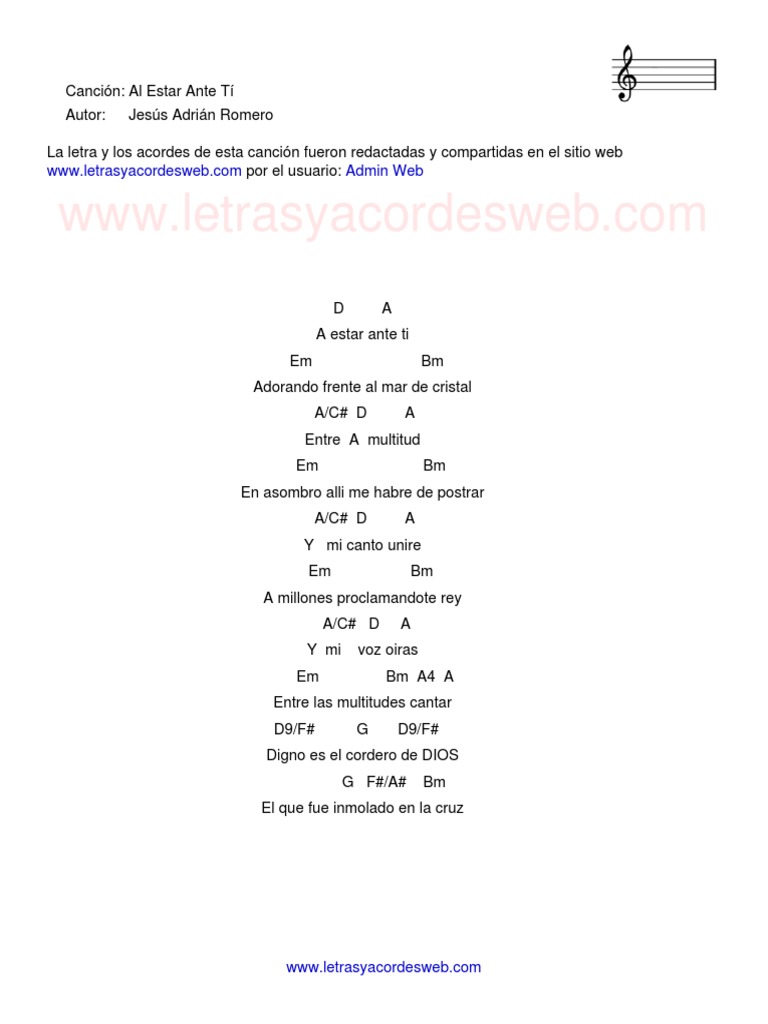 Acordes de "Al Estar Ante Tí" - J.A. Romero | PDF