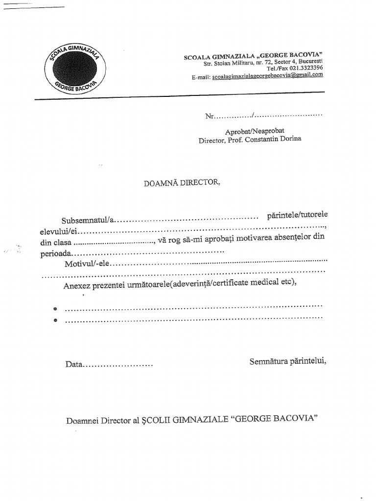 Cerere Motivare Absente | PDF