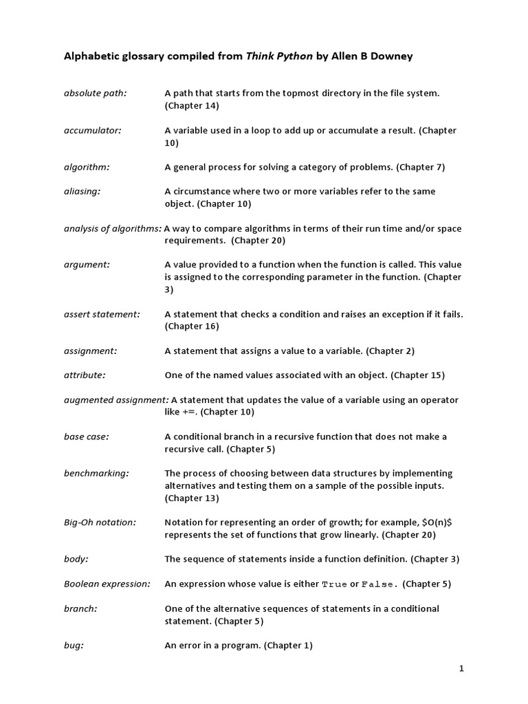 Python Programming Glossary | PDF | Parameter (Computer Programming ...