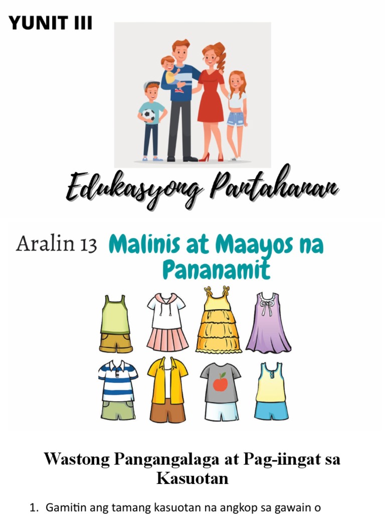 Malinis at Maayos Na Pananamit | PDF