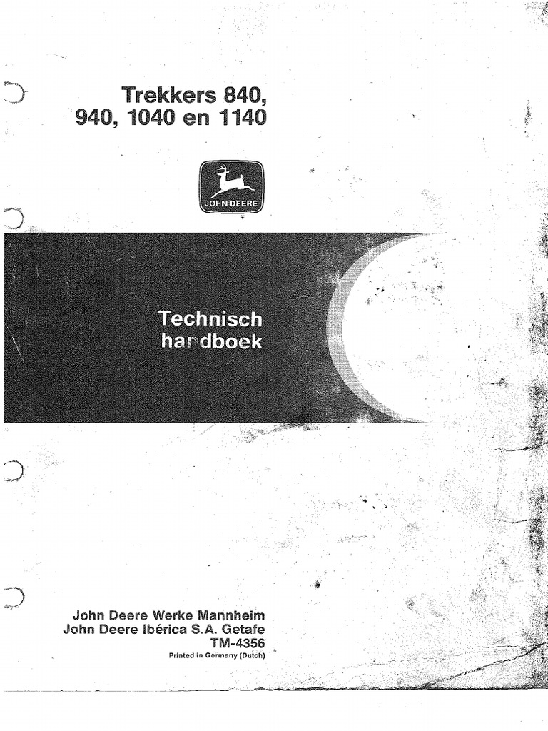 Werkplaatshandboek John Deere Trekkers 840, 940, 1040 en 1140 | PDF