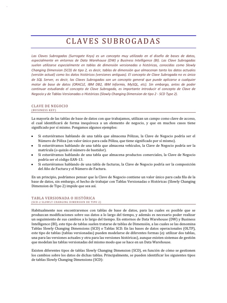 Surrogate Key | PDF | Tabla (base de datos) | SQL