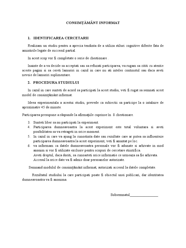 Consimtamant Informat | PDF