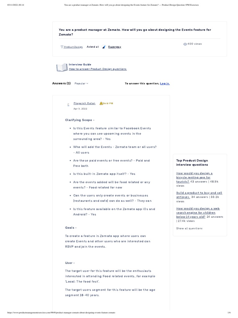 You Are A Product Manager at Zomato. How Will You Go About Designing ...