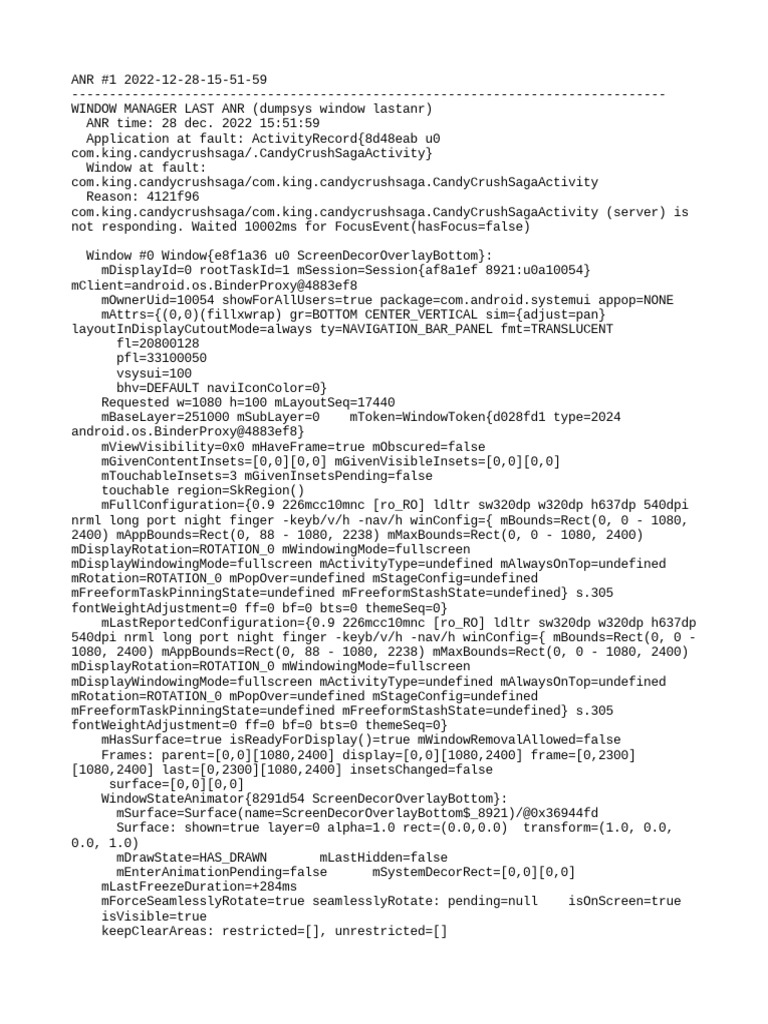 Dumpsys ANR WindowManager | PDF | Operating System Families | Embedded Linux Distributions
