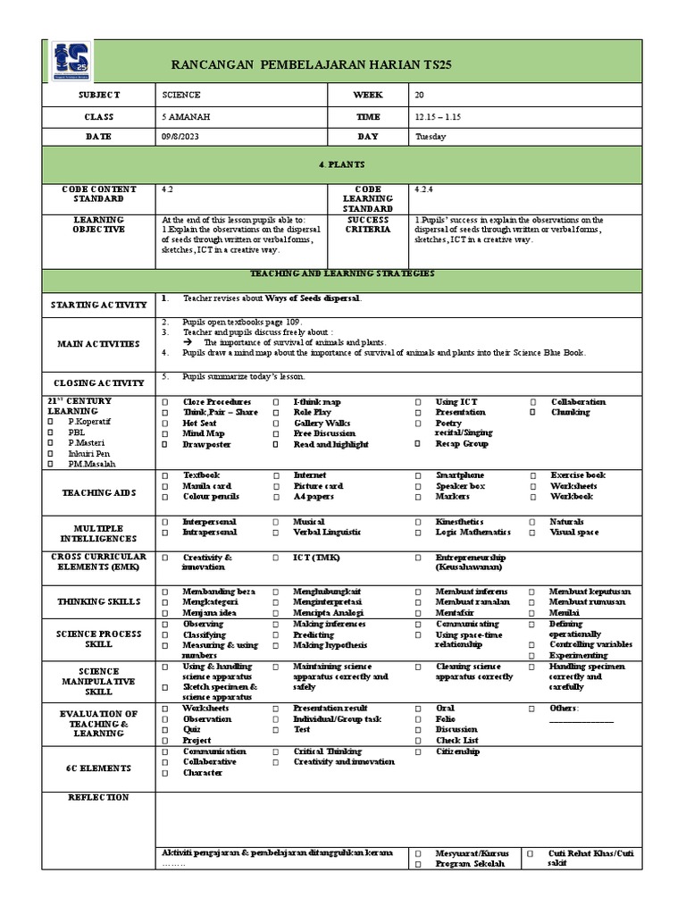 RPH Science DLP Yr5 2022-23 | PDF | Educational Technology | Science