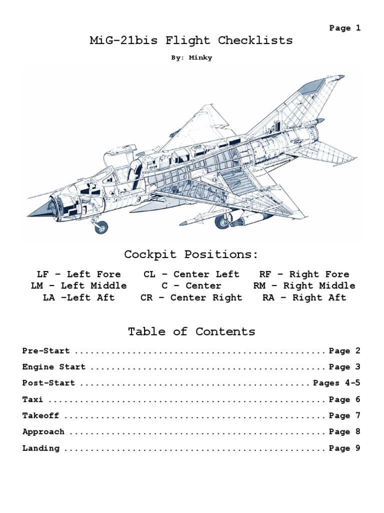 MiG-21 Checklists No Background | PDF | Landing Gear | Takeoff