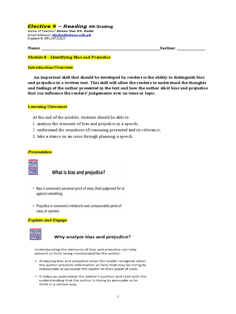 Identifying Bias and Prejudice in Texts | PDF | Prejudices | Poverty