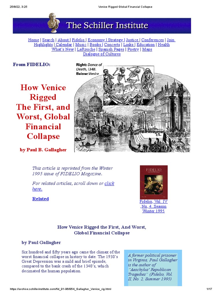 Venice Rigged Global Financial Collapse | PDF | Republic Of Venice | Banks