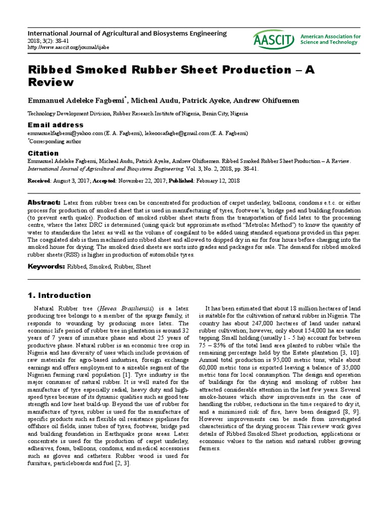 Ribbed Smoked Rubber Sheet Production | PDF | Natural Rubber | Materials