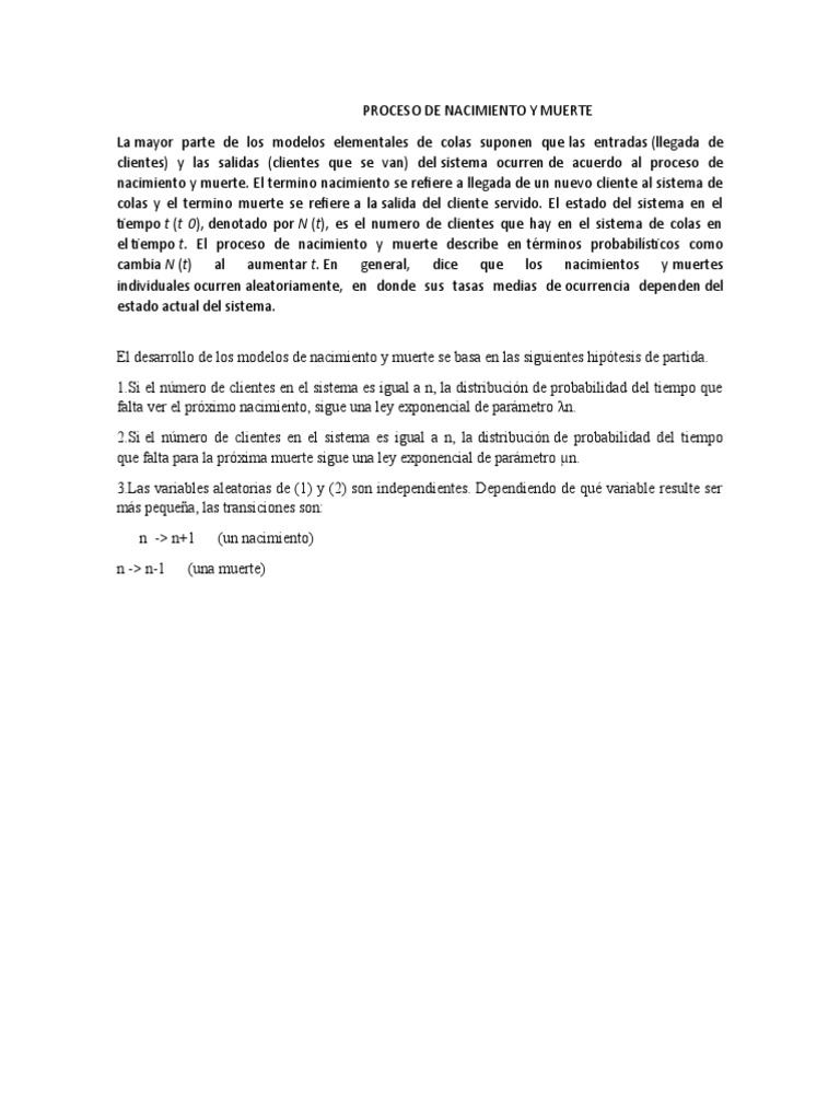 Proceso de Nacimiento y Muerte Modelos de Poisson | PDF