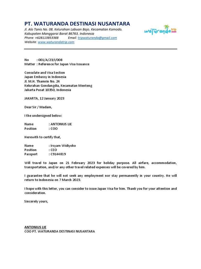 Reference Letter (Workplace) - 202320 | PDF