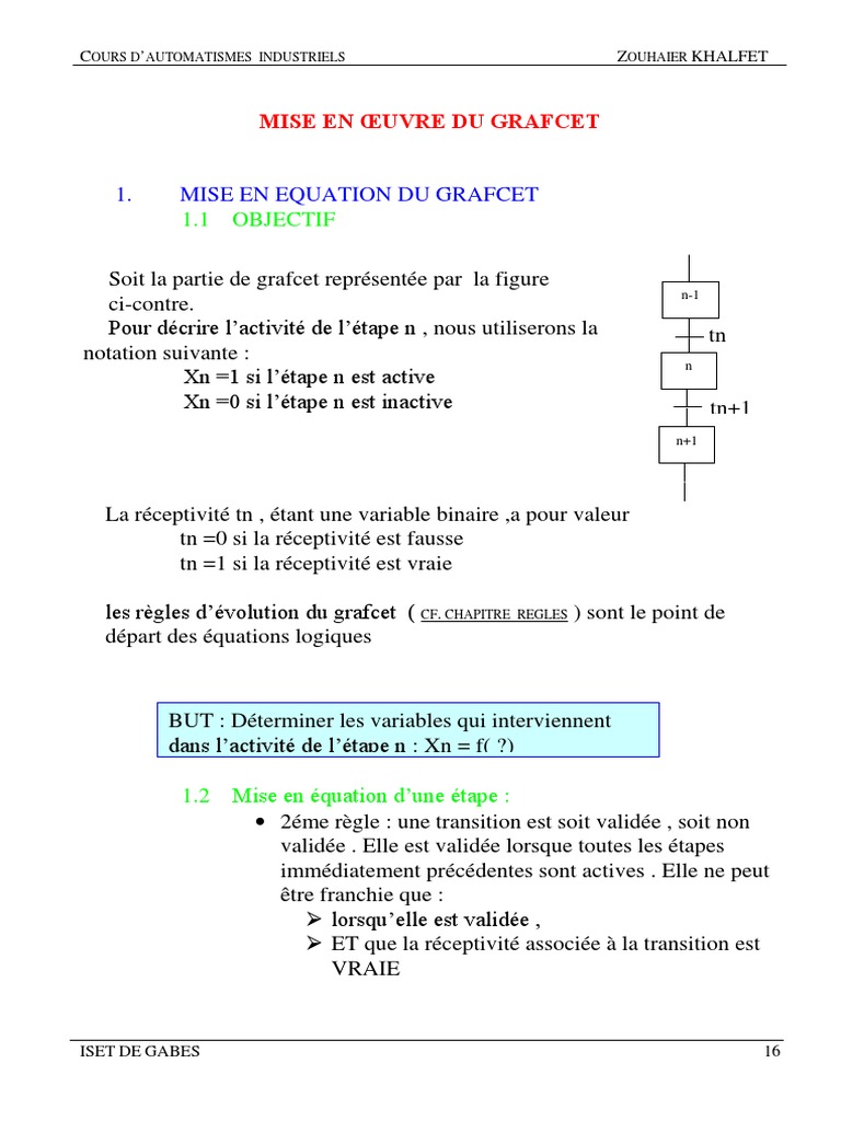 Chap3 - MISE EN ŒUVRE DU GRAFCET | PDF | Mathématiques