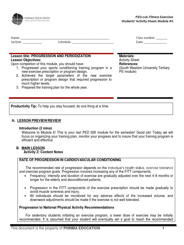 PED 026 SAS Lesson 6 | PDF | Strength Training | Physical Fitness