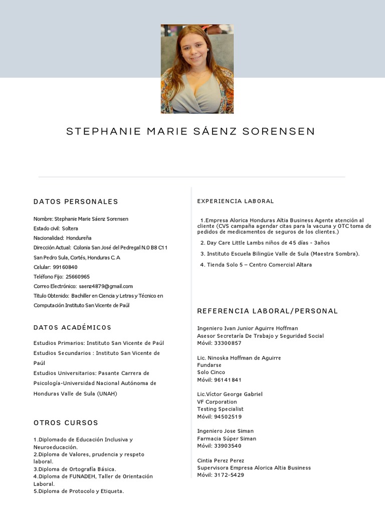 CV de Stephanie Sáenz Sorensen | PDF