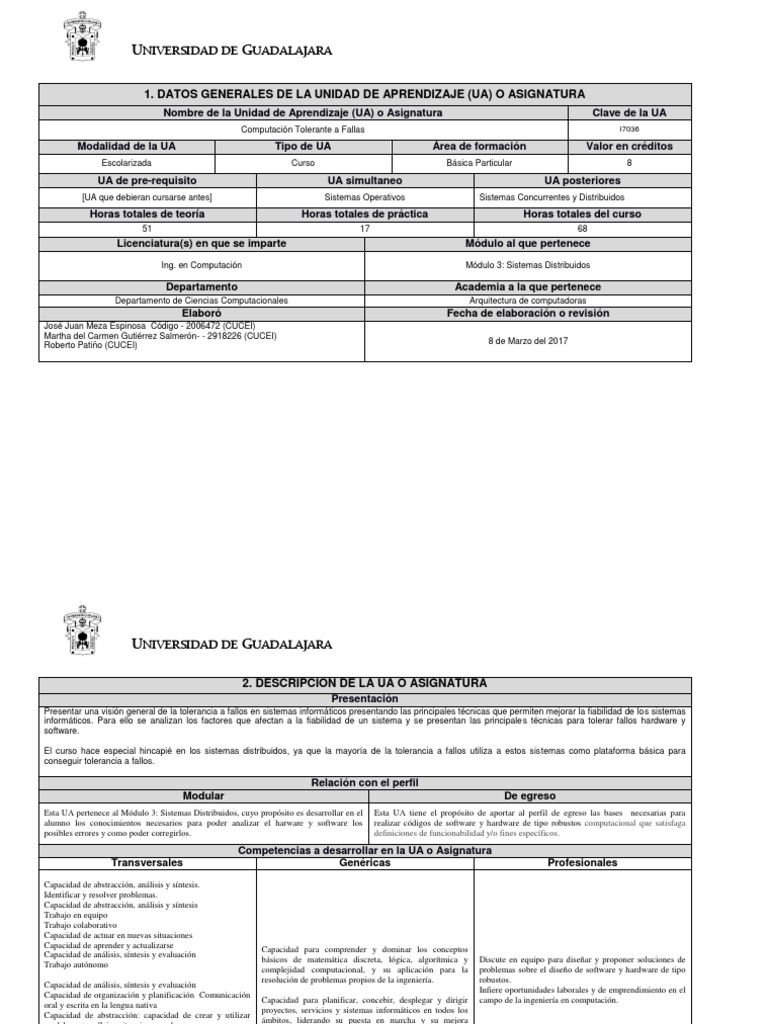 I7036 Computacion Tolerante A Fallas | PDF | Software | Ingeniería de ...