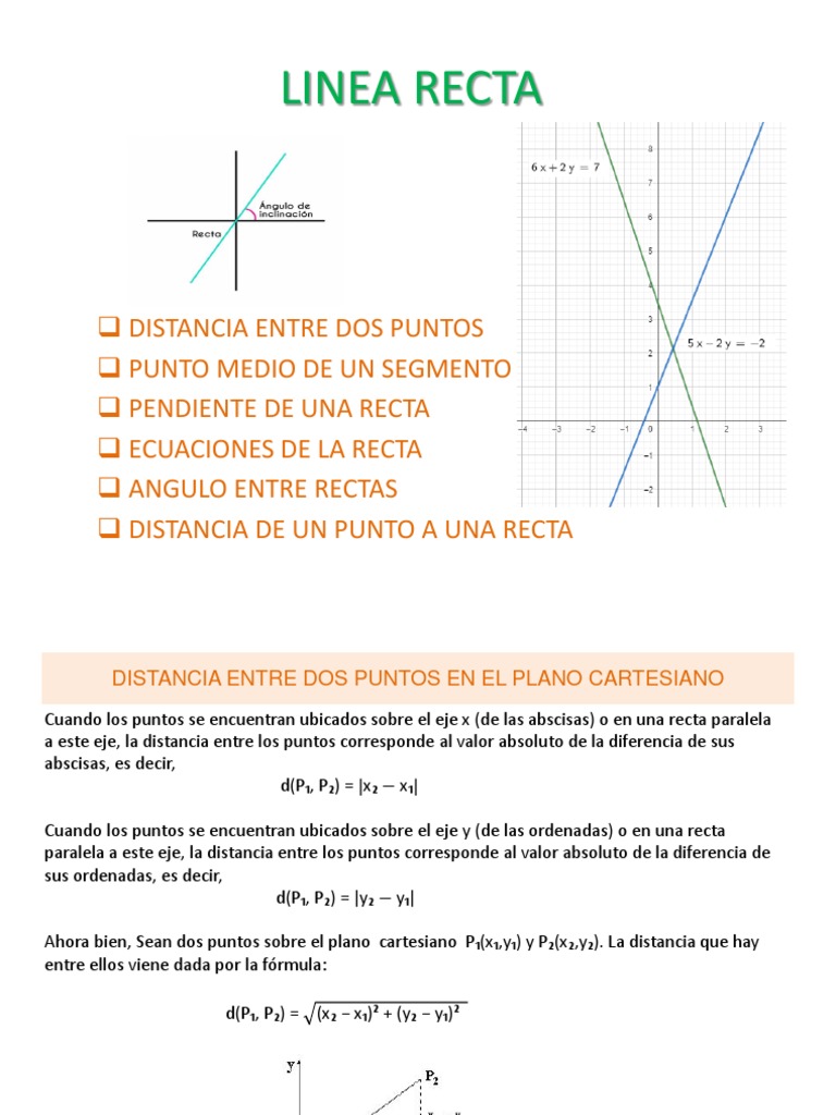Material4 LINEA RECTA-teoria y Ejercicios | PDF | Línea (geometría ...