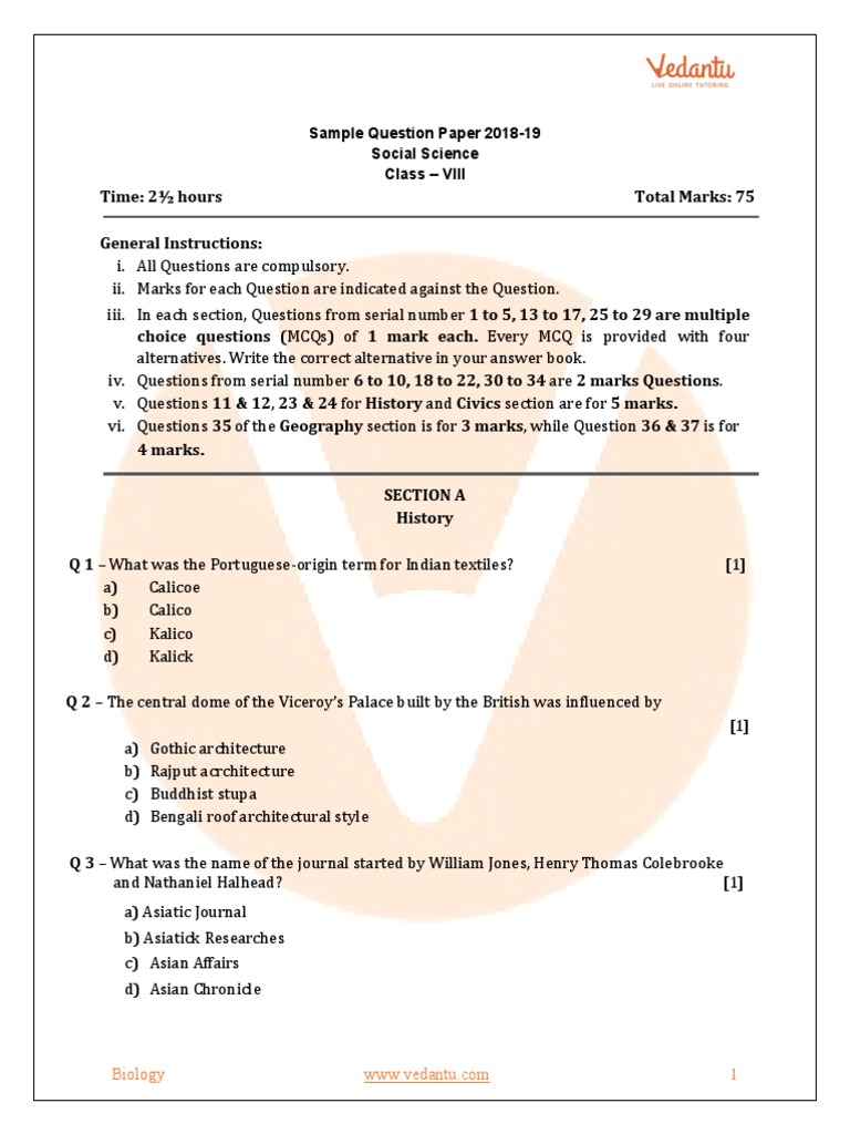 CBSE Class 8 Social Science Paper 1 | PDF | Agriculture | Dalit