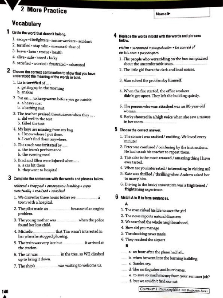 B1 Extra Practice V&G Unit 2 | PDF