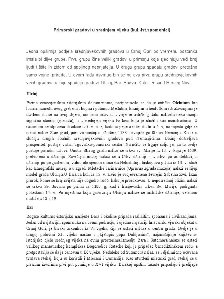 Primorski Gradovi U Srednjem Vijeku | PDF