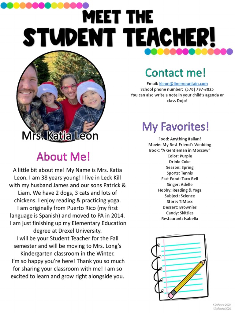 Meet Your Student Teacher: Mrs. Leon | PDF