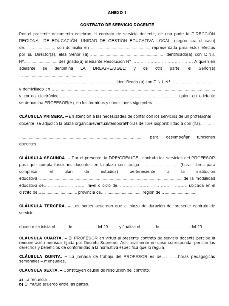 Anexos Contrato Docente 2023 | PDF | Parentesco | Servicio Civil