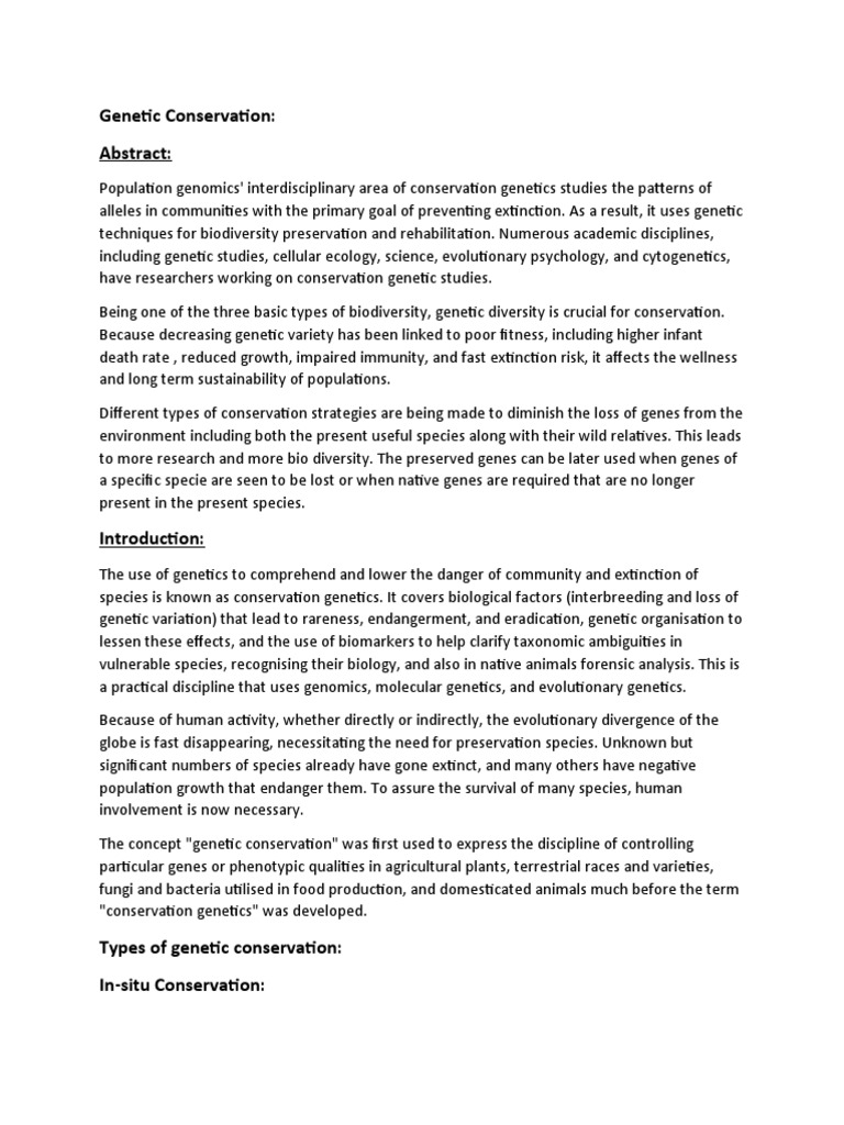 Genetic | PDF | Conservation Biology | Biodiversity