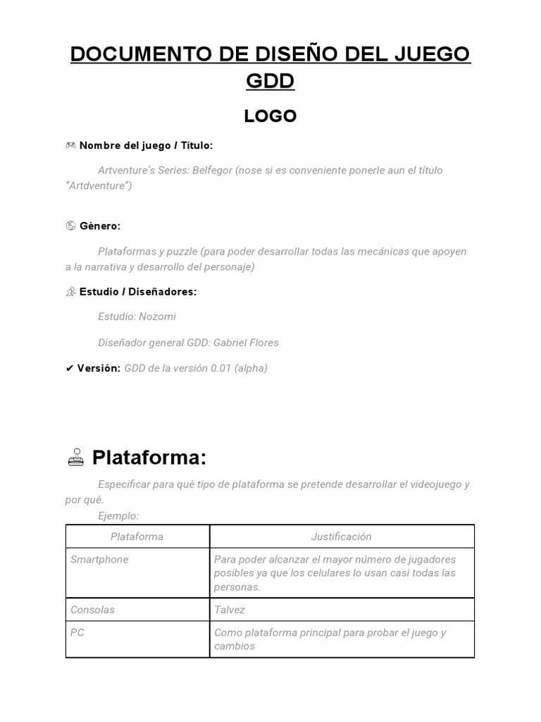 GDD Belfegor Game | PDF | Videojuegos