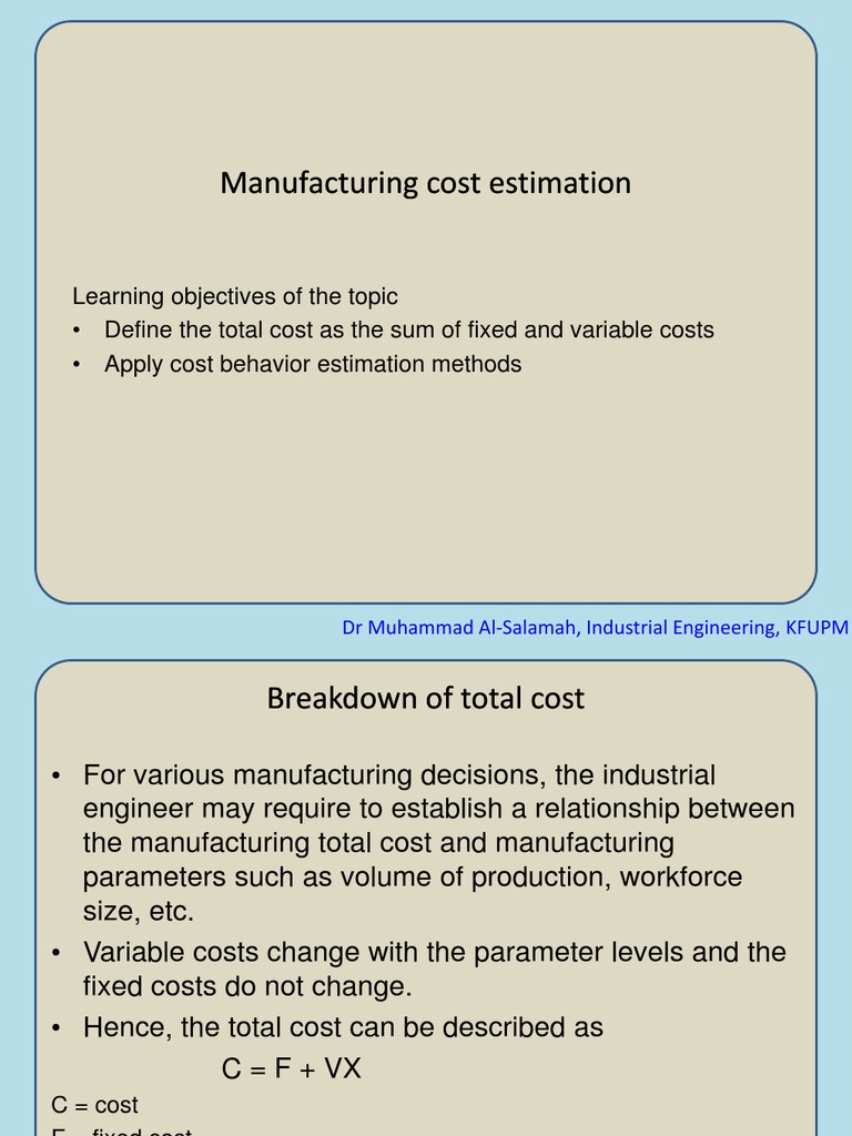 Manufacturing Cost Estimation | PDF | Regression Analysis | Linear ...