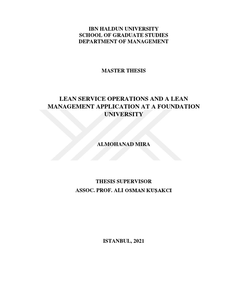 Lean Service Operations and A Lean Management Application at A Foundation University | PDF
