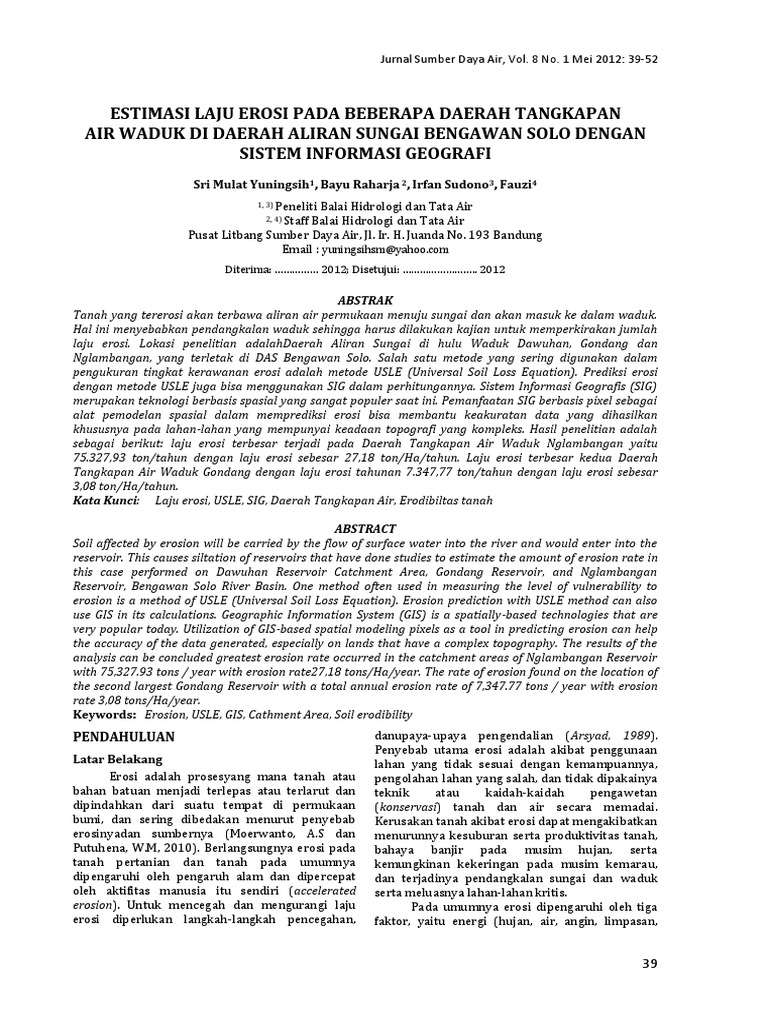 Estimasi Erosi DAS Bengawan Solo | PDF