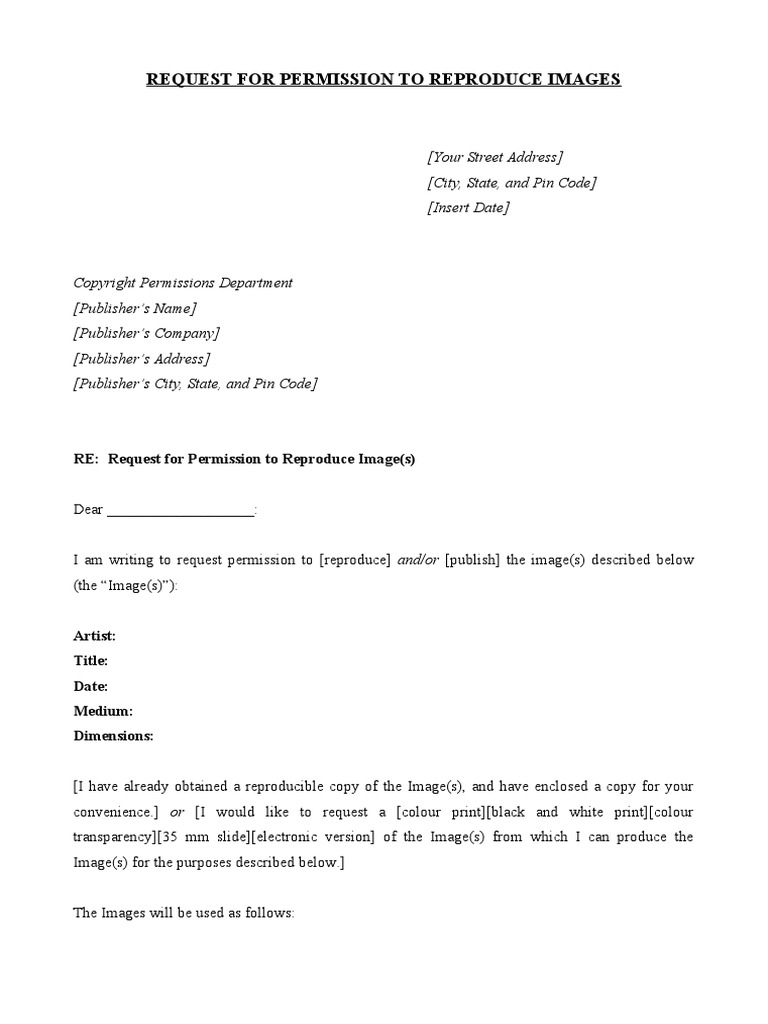 Request For Permission To Reproduce Images | PDF | Copyright | Justice