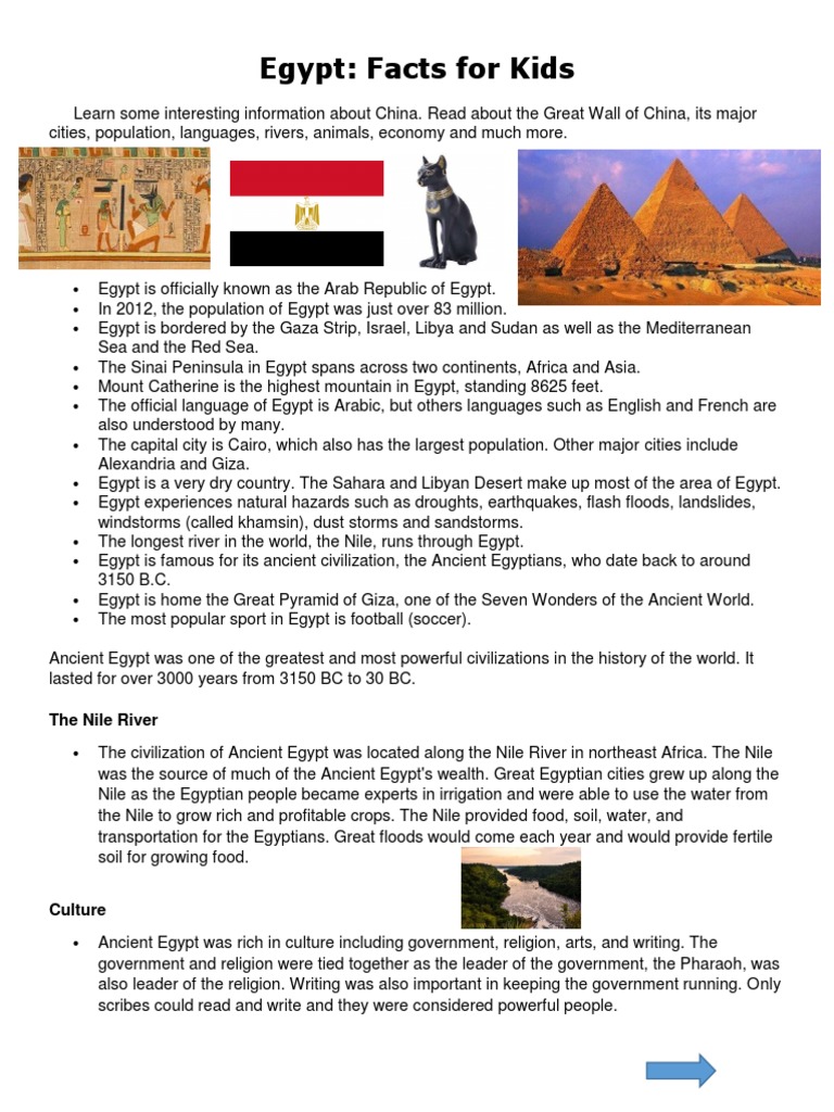 Egypt - Kid Facts | PDF | Egypt | Ancient Egypt
