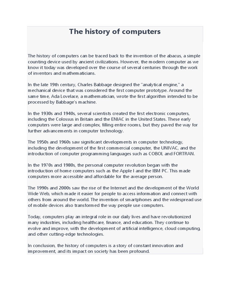 History of Computers | PDF | Computers