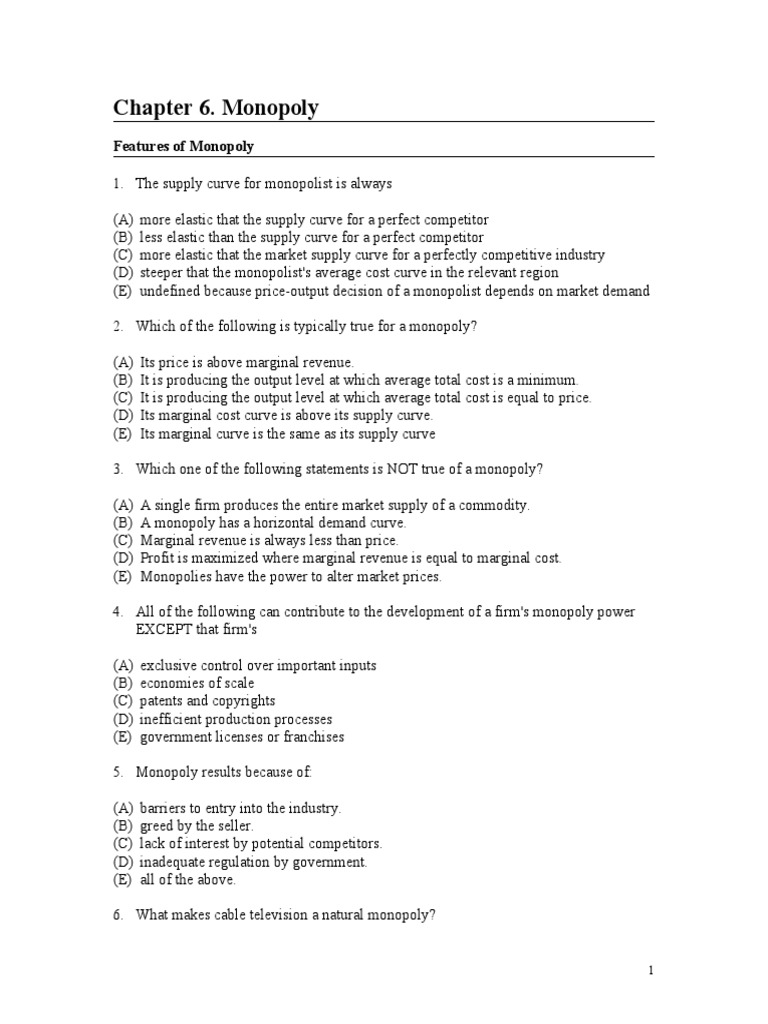 Chapter 6 | Download Free PDF | Monopoly | Profit (Economics)