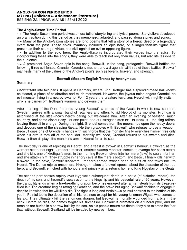 Beowulf: The Epic of Anglo-Saxon Heroism | PDF | Beowulf | Geats