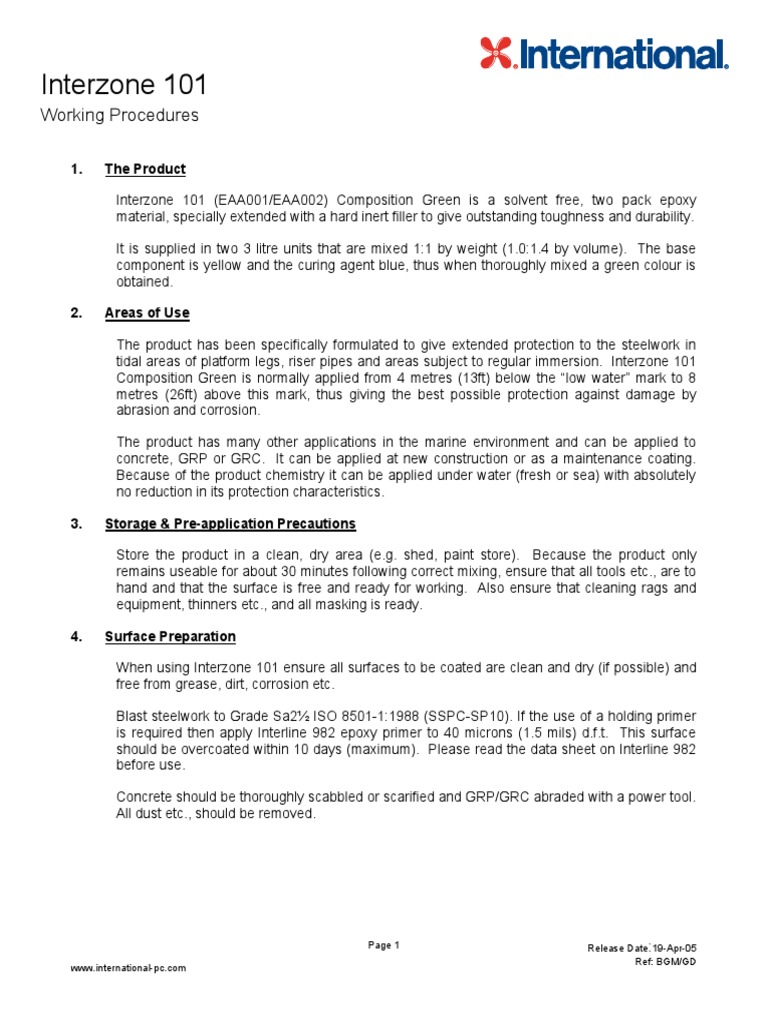 Interzone 101 Application Guidelines Uk | PDF | Paint | Materials