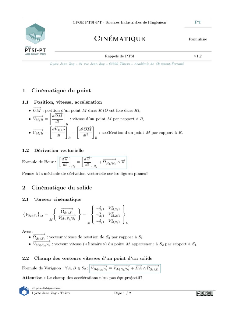 (Cin) (FO) Cinematique | PDF | Mouvement de rotation | Géométrie euclidienne