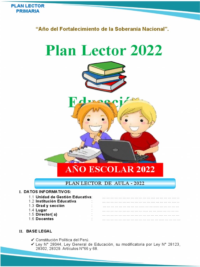 Carátula Plan Lector Primaria 2022 | PDF | Educación primaria | Maestros