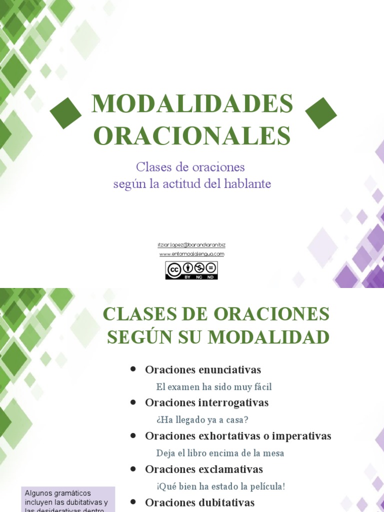 Modalidades Oracionales | PDF | Oración (Lingüística) | Verbo