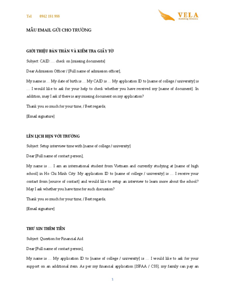 Email Templates for University Admissions | PDF