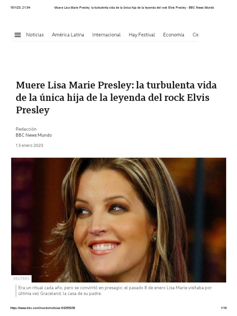 Muere Lisa Marie Presley - La Turbulenta Vida de La Única Hija de La ...