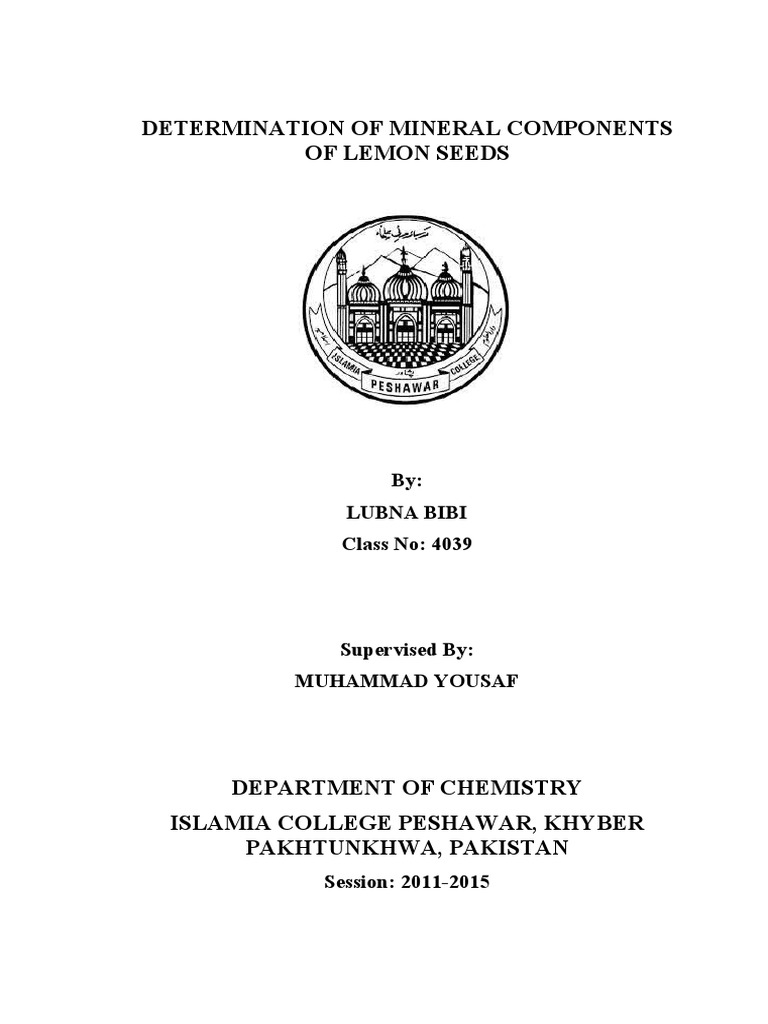 Determination of Mineral Components of Lemon Seeds | PDF | Chromium ...