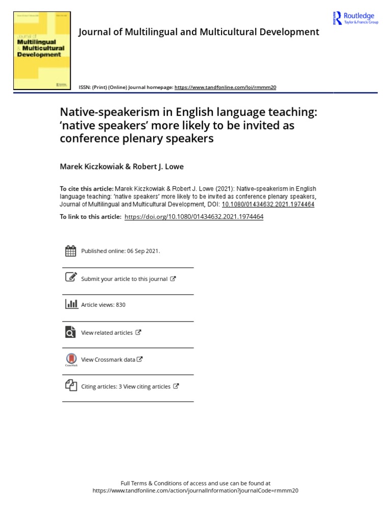 Native Speakerism in English Language Teaching Native Speakers More ...