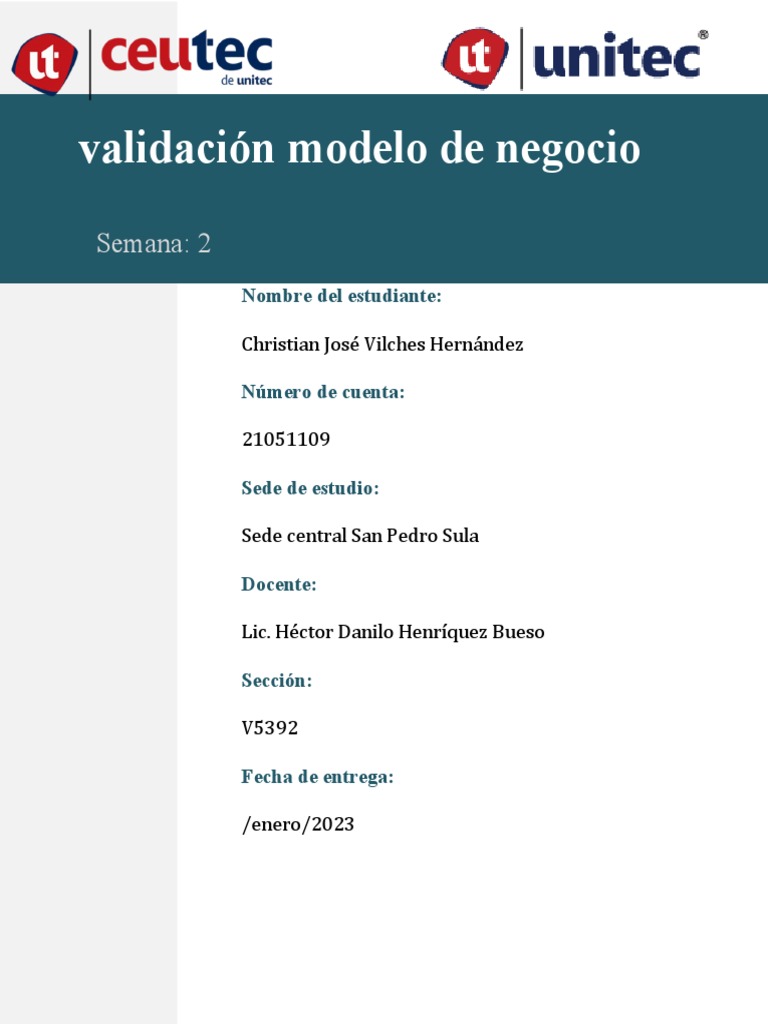 Tarea2.1 Validacion de Modelo de Negocio | PDF