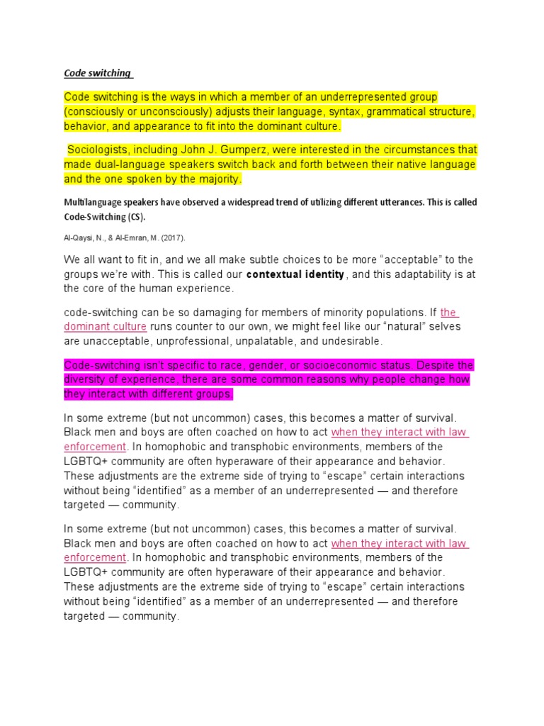 Code Switching: A Communication Strategy for Navigating Cultural Contexts and Power Dynamics ...