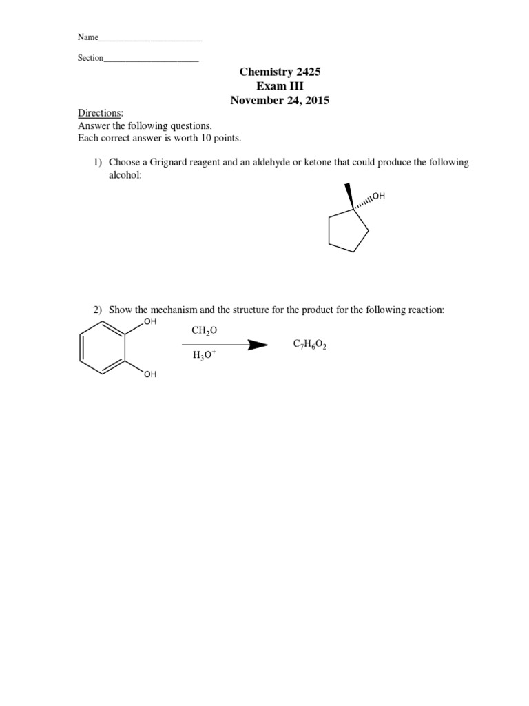 Chemistry-Orgo II Exam III (Gilchrist) | PDF | Science & Mathematics ...