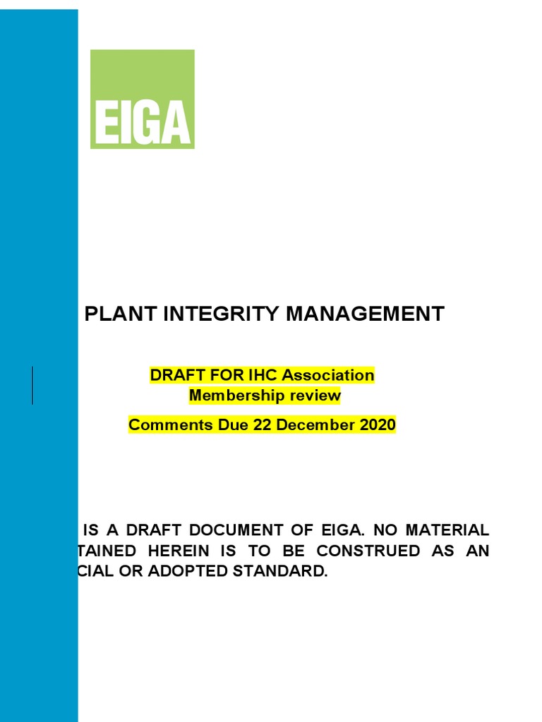 A-1130 Plant Integrity Management IHC Membership Review | PDF ...