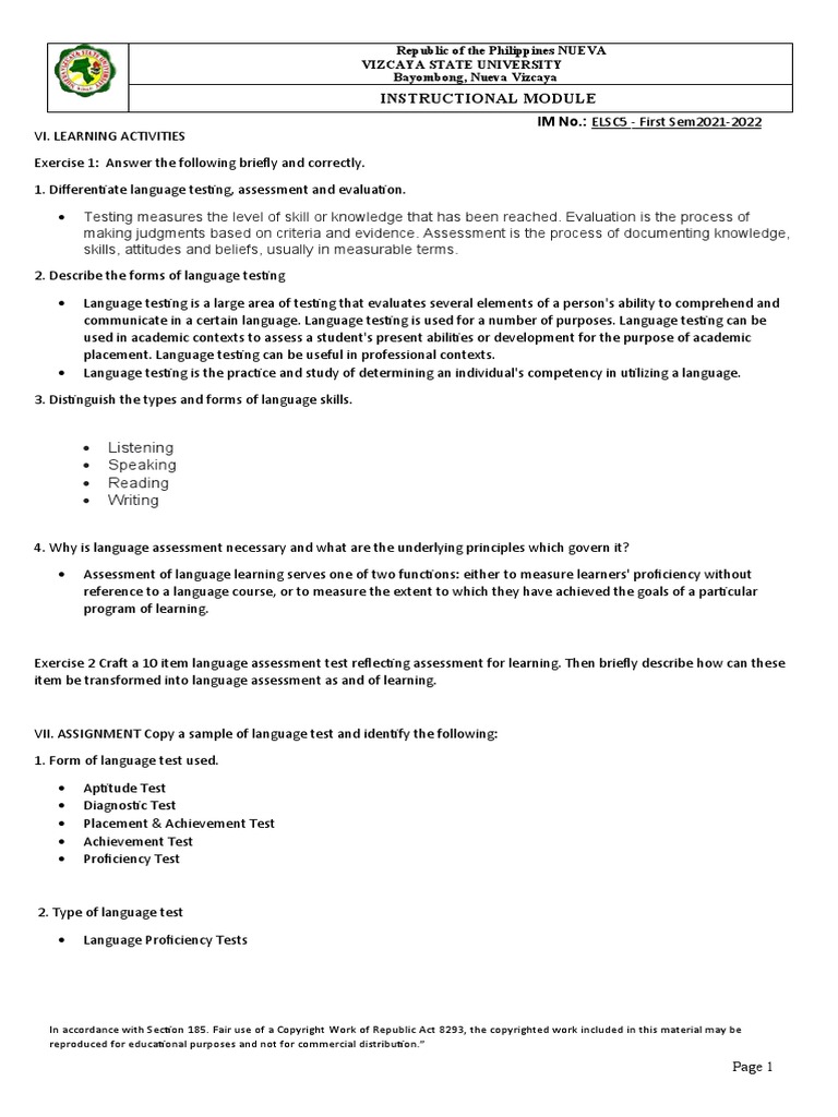 English Language Testing and Assessment | PDF | Educational Assessment ...