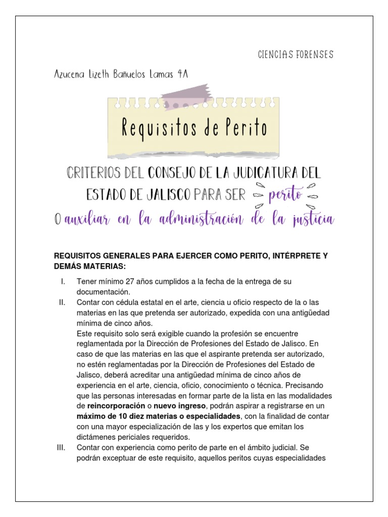 Requisitos para ser Perito en Jalisco | PDF | Testigo experto | Justicia
